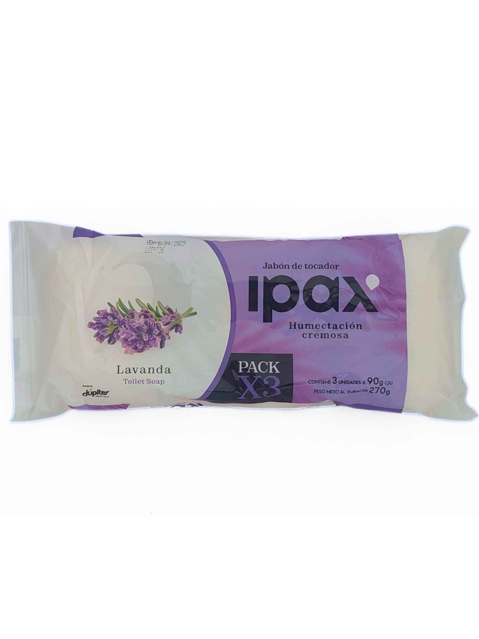 IPAX JABÓN TOCADOR LAVANDA 90grs PACK X 3 - Droguería Montevideo