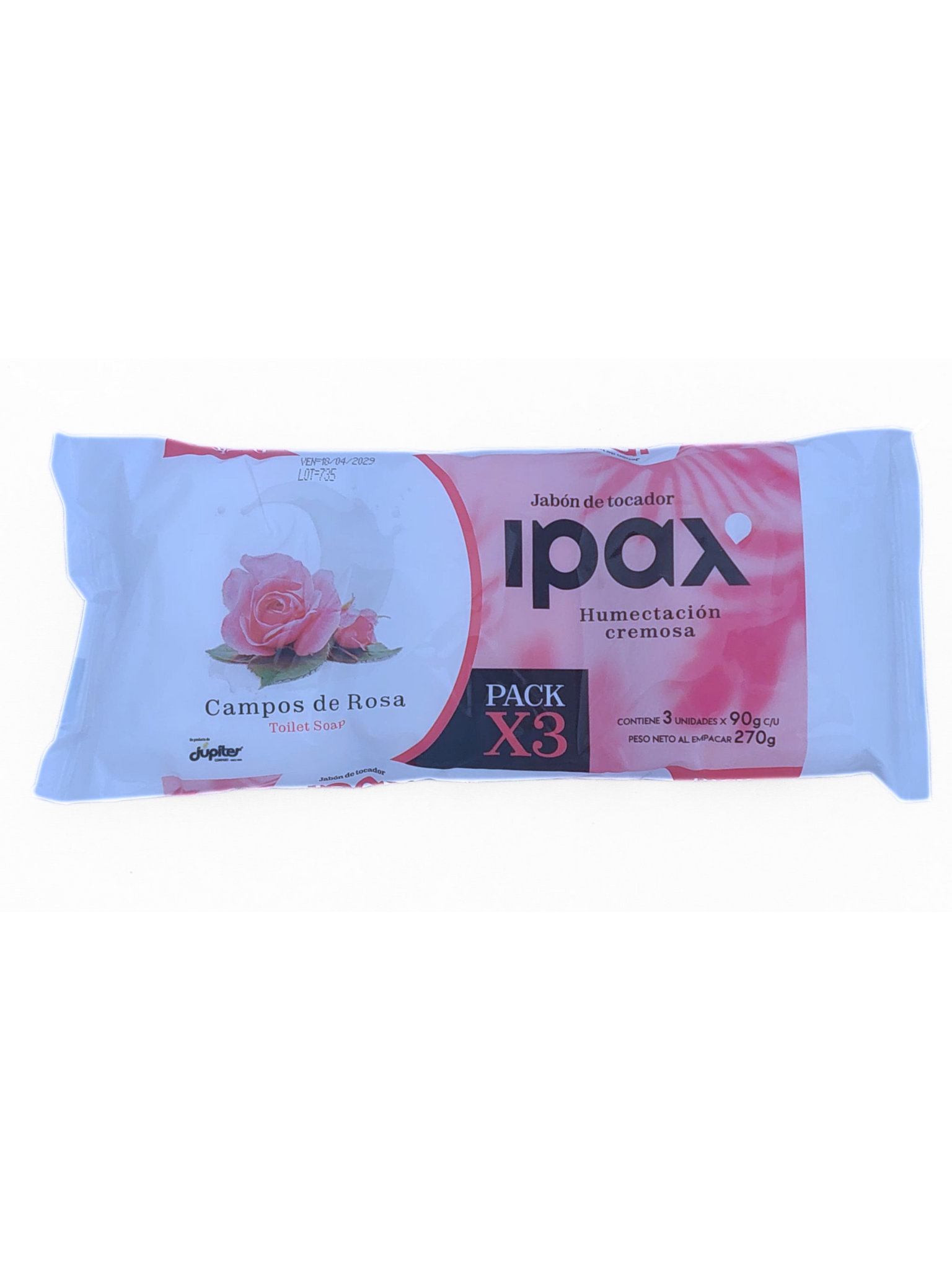 IPAX JABÓN TOCADOR ROSA 90grs PACK X 3 - Droguería Montevideo